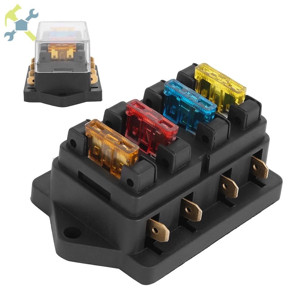 4-way Fuse Block รถฟิวส์บล็อกฟิวส์กล่อง 12 ใบฟิวส์และฝาครอบโปร่งใส ...