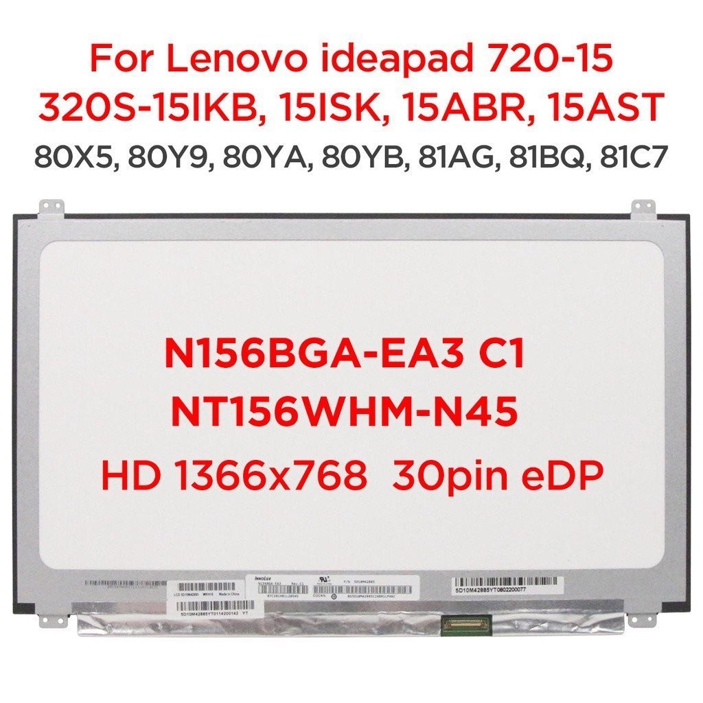 หน้าจอ LCD 15.6 นิ้ว สําหรับแล็ปท็อป Lenovo ideapad 320S-15ISK 320S-15ABR 320S-15AST 720-15IKB ...