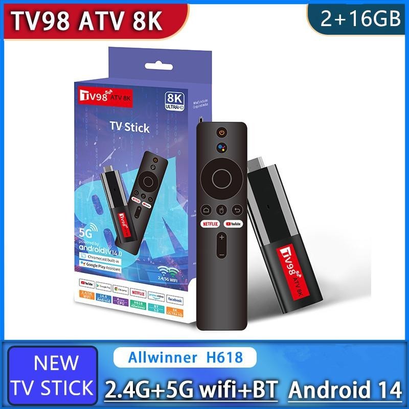 Tv98 ATV 8K Allwinner H618 Tv Stick 2.4/5G Wifi BT5.0 2Gb 16Gb Android ...