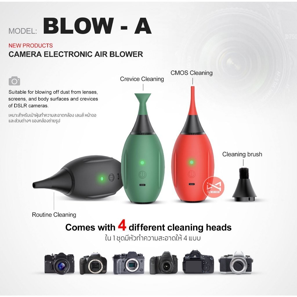 เครื่องเป่าลมไฟฟ้าทำความสะอาดกล้องถ่ายรูป เลนส์ถ่ายภาพ BLOW-A Camera ...