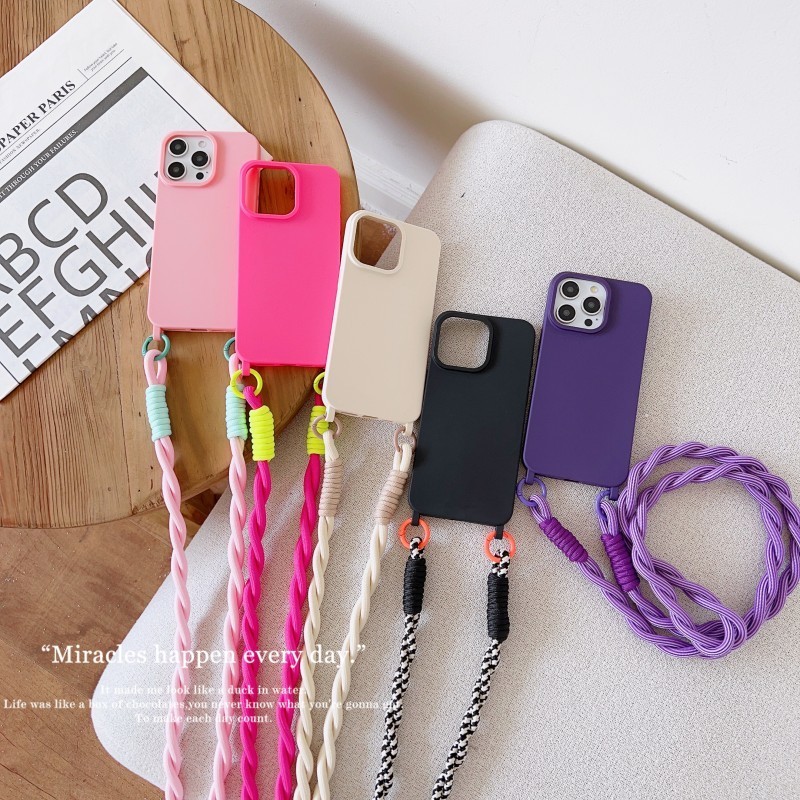สีกันกระแทก Candy Lanyard กรณี IPhone 16 Pro Max 14 12 11 13 15 Plus X ...