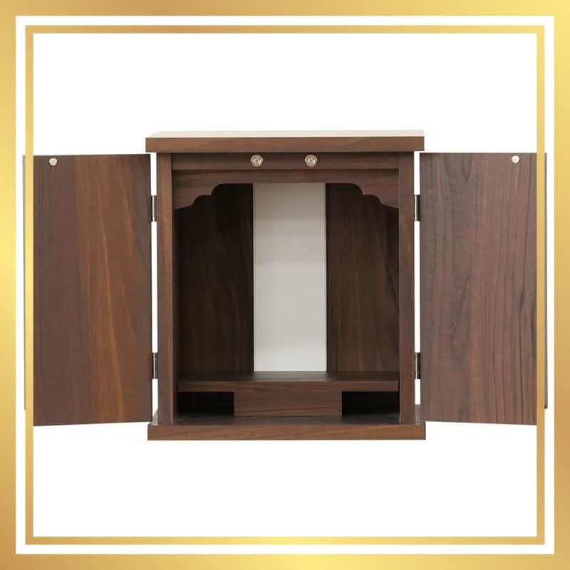 Mini Buddhist altar "INORU" in walnut color for compact worship and ...