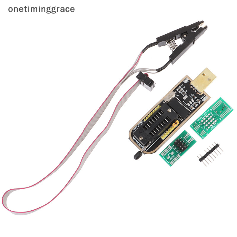 Onetiminggrace CH341A 24 25 Series EEPROM Flash BIOS โมดูลโปรแกรมเมอร ์ USB + SOIC8 คลิปทดสอบ ...