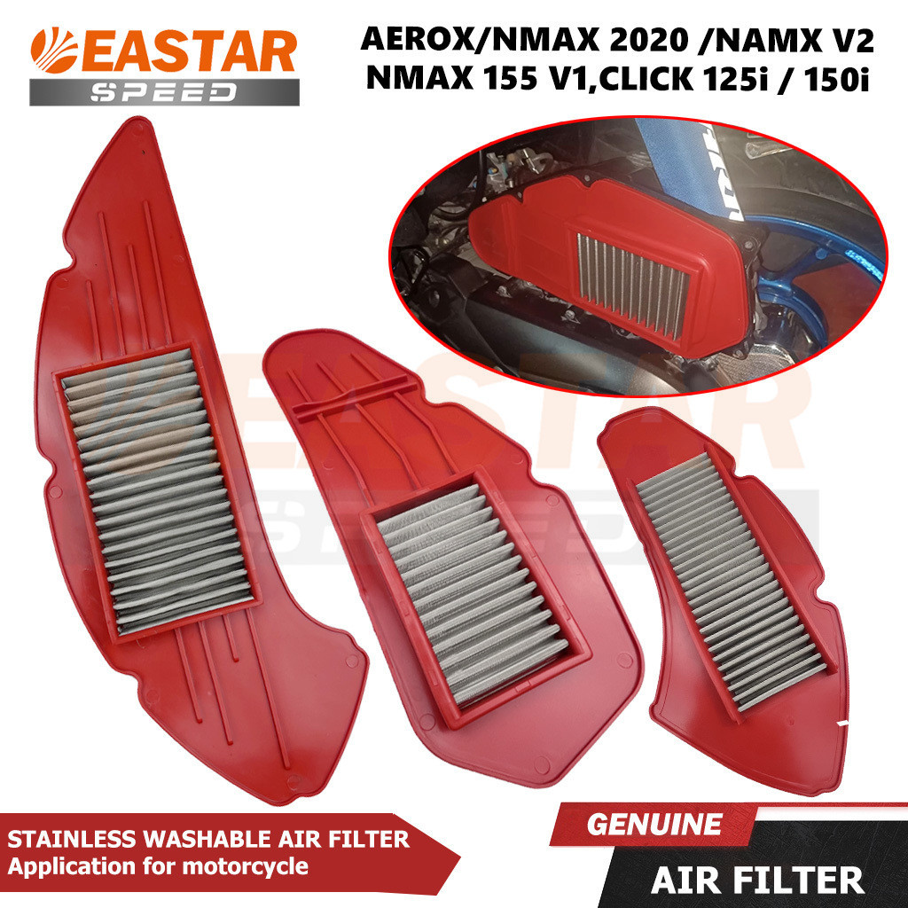 Stainless Washable AIR FILTER AEROX/NMAX 2020 /NAMX V2 , NMAX 155 V1 ...