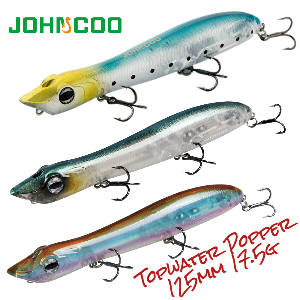 Topwater Popper 125 มม.17.5g หัวงูตกปลา Lure ลอย Sea Bass Wobbler Pike ...
