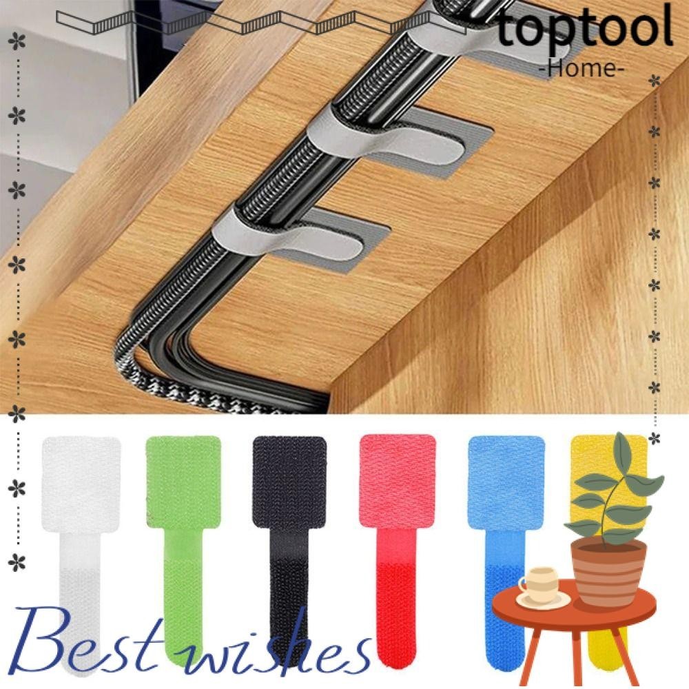 Toptool ที่เก็บสายไฟ, สายรัดสายเคเบิลแบบปรับได้แบบใช้ซ้ําได้, สายรัดป้องกันสายไฟแบบมีกาวในตัว T ...