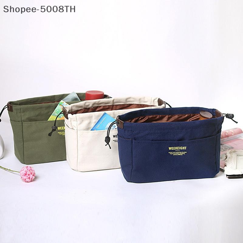 Storage Drawstring Canvas Storage Organizers Multi-Pockets Liner Bag ...