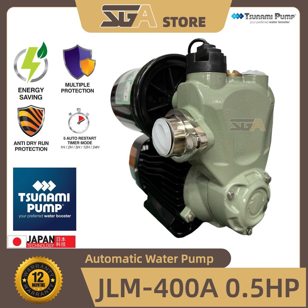 Tsunami Pump JLM-400A 0.5HP 400w Auto Self Priming Jet Pump Booster ...