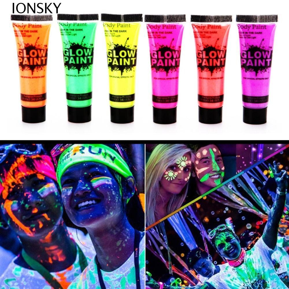 Ionsky Body Art ภาพวาด, 10ml Luminous สี Face Fluorescent Glow สี, Rave ...