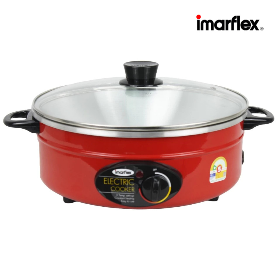 IMARFLEX_1 กระทะไฟฟ้าอลูมิเนียม ฝาแก้ว ขนาด 3 ลิตร MP-20 | Shopee Thailand