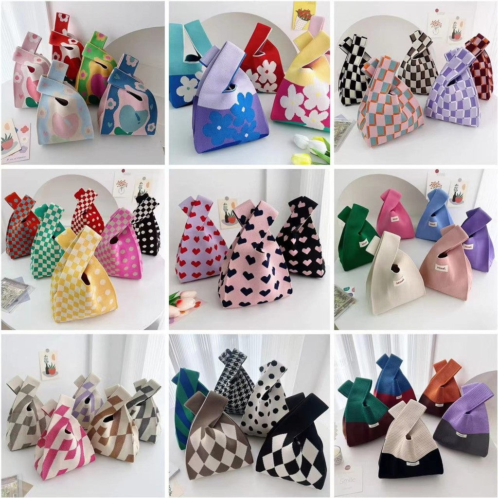 kk.sale: พร้อมส่งไทย:กระเป๋าถือลําลอง ผ้าถัก ลายสก๊อต แฮนด์เมด ZB136 ...