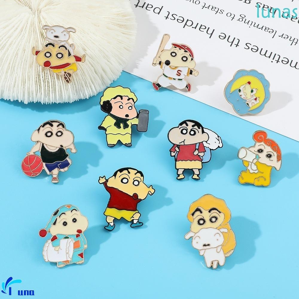 Lunasol Crayon Shin-Chan Lapel Pins, การ์ตูนน่ารักป้ายเคลือบโลหะ,เสื้อผ้าอุปกรณ์เสริม Nohara ...