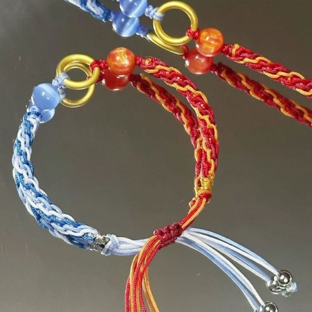 Nezha 2 Demon Naohai Ao Bing Ice Fire สร้อยข้อมือที่เข้ากันได้ทอเชือก ...