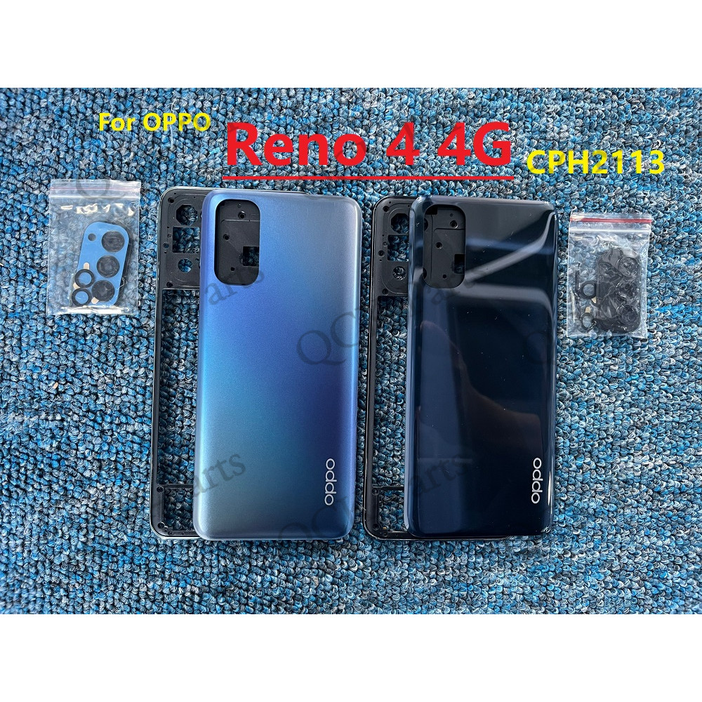 ฝาหลังแบตเตอรี่ประตูด้านหลังสําหรับ OPPO Reno 4 4G CPH2113 ด้านหลัง ...