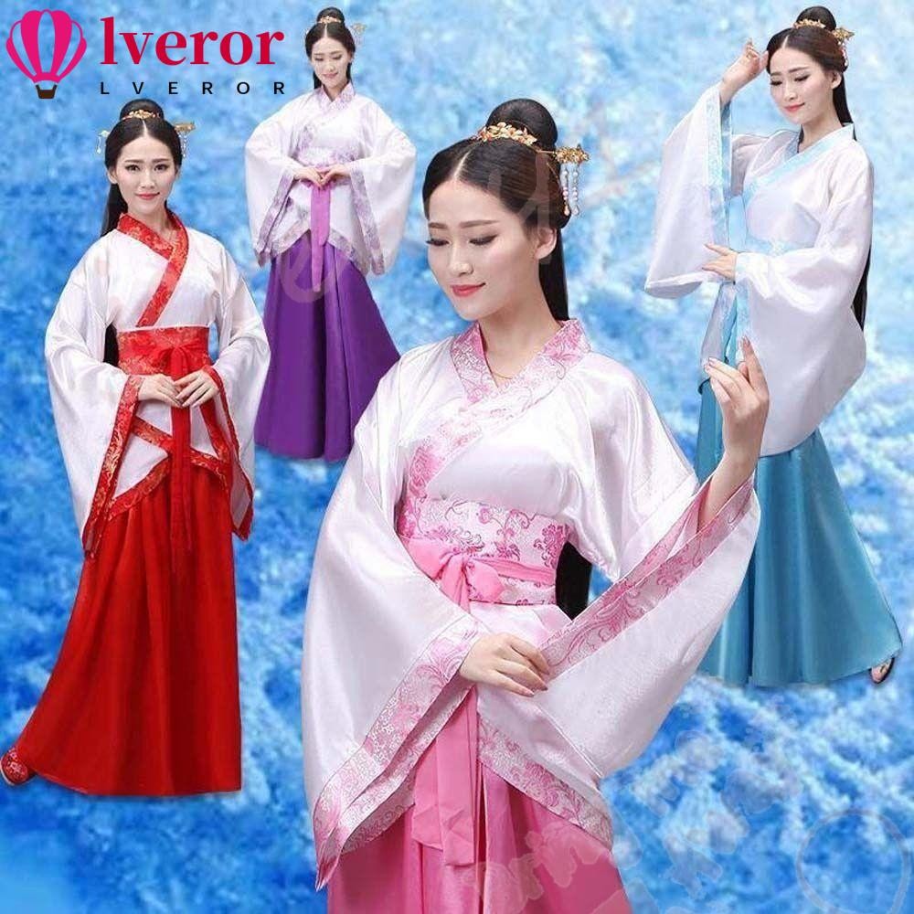 Lveror ชุดจีนโบราณ ชุดจีนโบราณ สไตล์จีนคลาสสิก ชุดประจําชาติจีน Dacron Hanfu Dress Girls ...