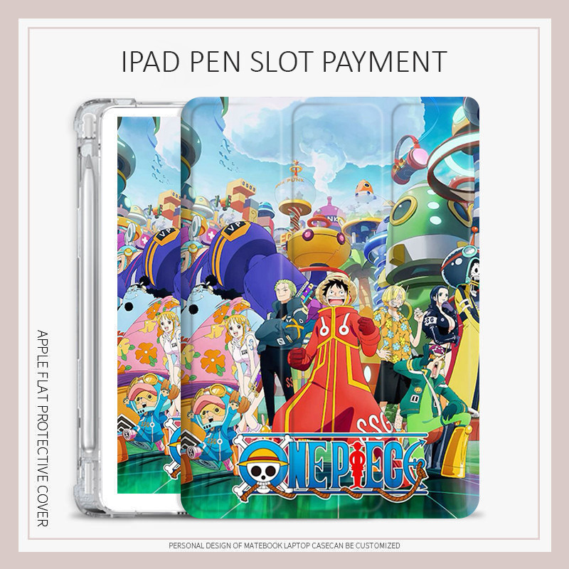 เคส ลายการ์ตูนอนิเมะ One Piece พร้อมช่องใส่ปากกา สําหรับ iPad air1 2 3 ...