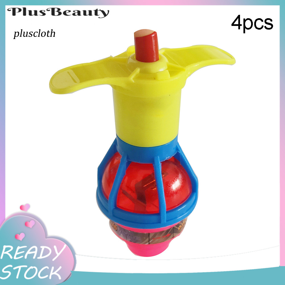 4 ชิ ้ น LED กระพริบ Light Spinning Peg Top Music Gyroscope ของเล ่ นเด ...