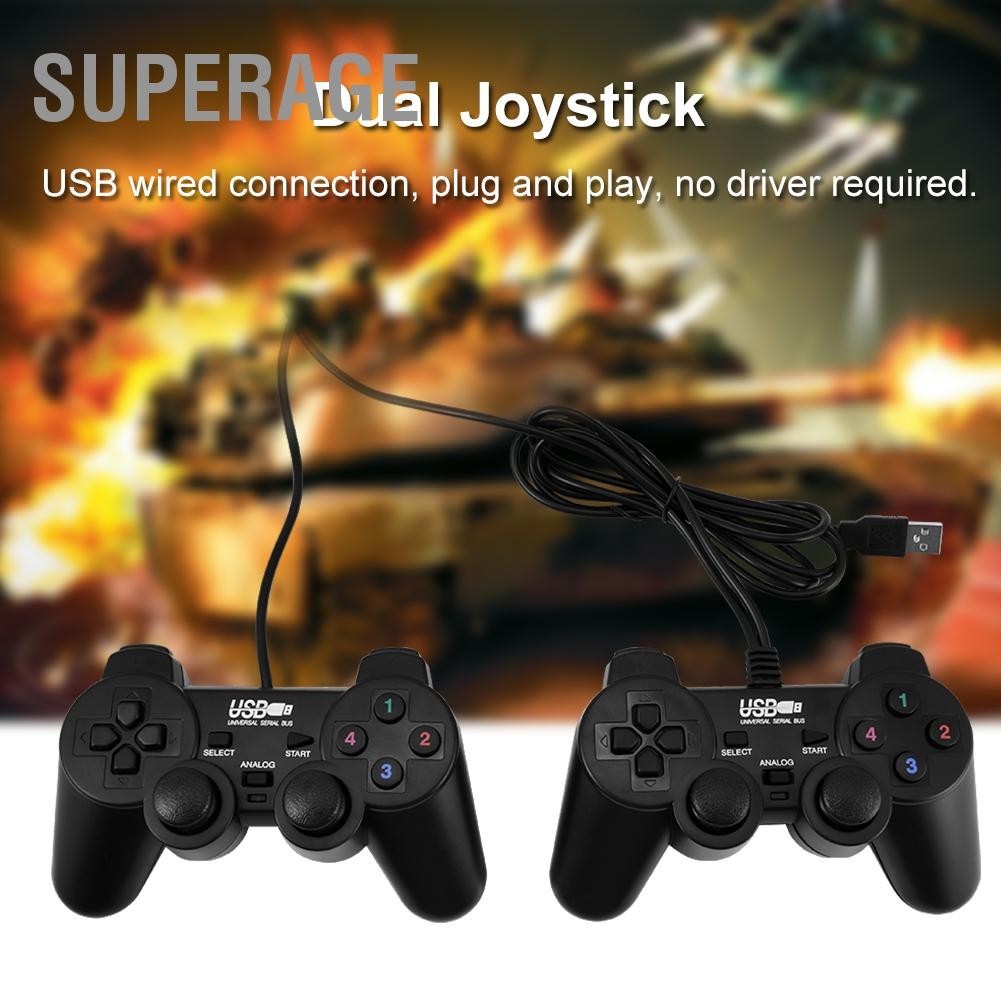 Superage 2PCS Universal USB Game Controller Gamepad Double Shock การสั่นสะเทือน Dual Joystick ...