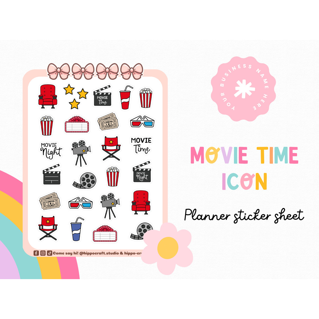 Movie time | Planner sticker sheet ดูภาพยนตร์ แพลนเนอร์สติ๊กเกอร์ ...