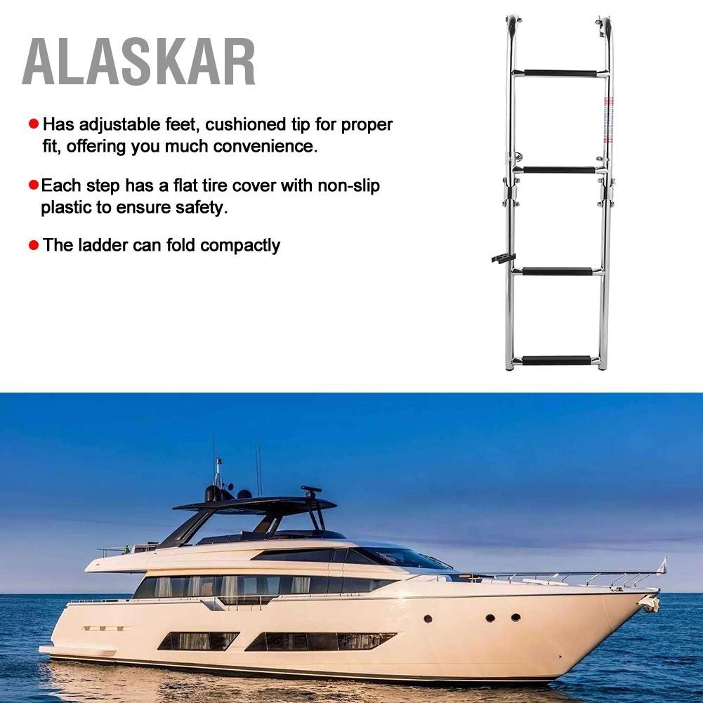 ALASKAR สแตนเลส 4 ขั้นตอนพับบันไดคู่ Telescopic เรือบันได Pontoon ...