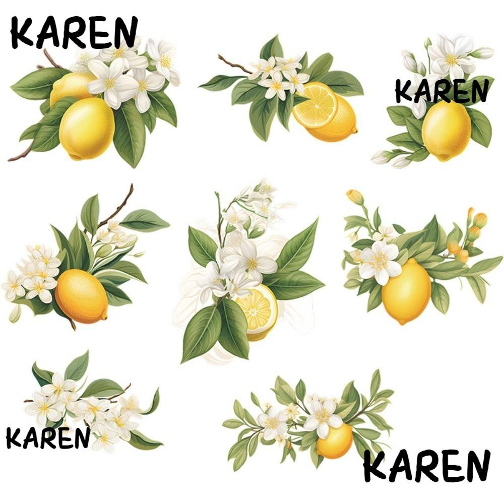 สติ๊กเกอร์ KAREN Lemon Stick, PVC Retro Wall Decals, ห้องนั่งเล่น Peel ...