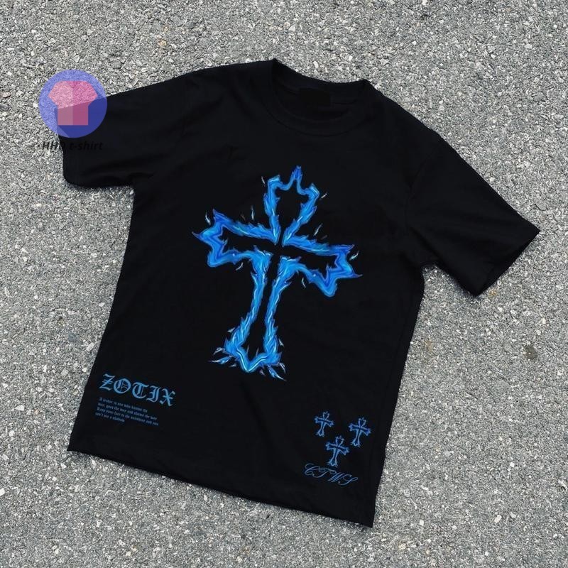 เสื้อยืด Zotix ลายไขว้ Trendy ผลิตจากผ้าฝ้ายแท้ 100% คอกลม Unisex ใส่ ...