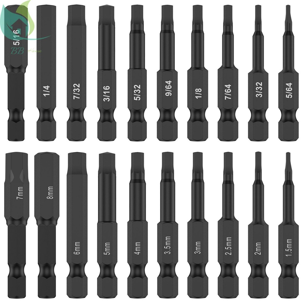 20 ชิ้น Hex ประแจเจาะชุด Bit S2 โลหะผสมเหล็ก Allen ไขควงเจาะบิตเมตริก ...