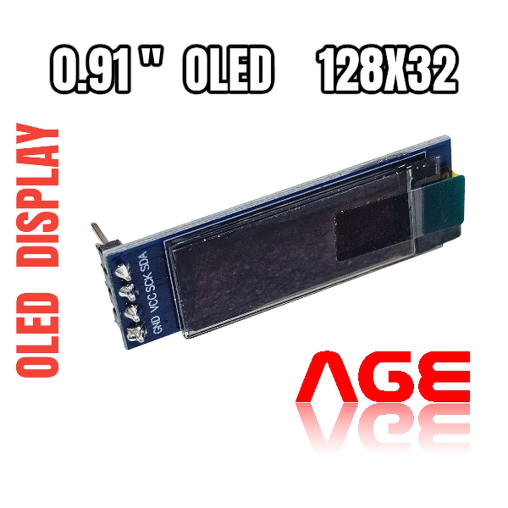 จอแสดงผล OLED Display I2C Module 0.91" 128x32 for Arduino สีขาว | Shopee Thailand