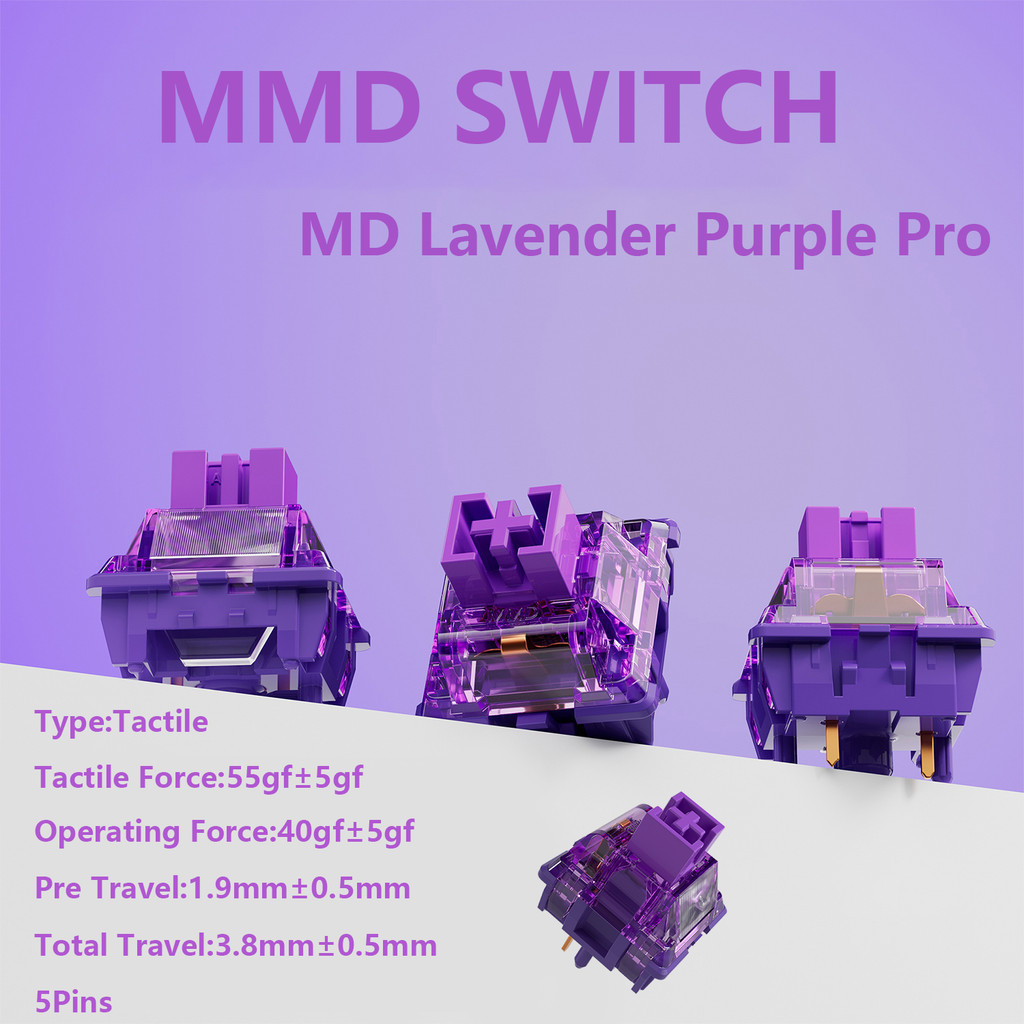 Mmd MD Lavender Purple Pro Switches 5 Pin 40gf Tactile Switch กันฝุ่น ...