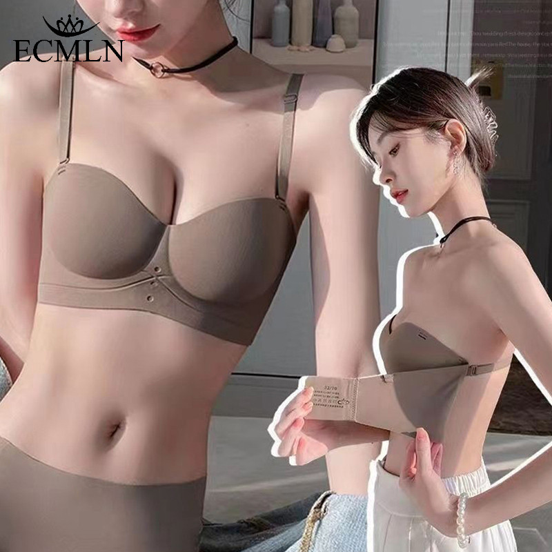 Ecmln Seamless Push Up ผู ้ หญิง Bra หน ้ าอกเล ็ กแสดงขนาดใหญ ่ สบายไร ้ สายชุดชั ้ นใน Casual ...