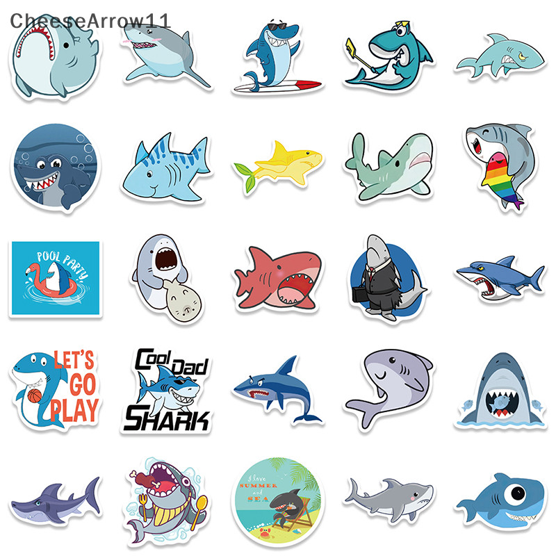 Che 50 ชิ ้ นน ่ ารัก Shark Graffiti สติ ๊ กเกอร ์ กีตาร ์ รูปลอก TH ...