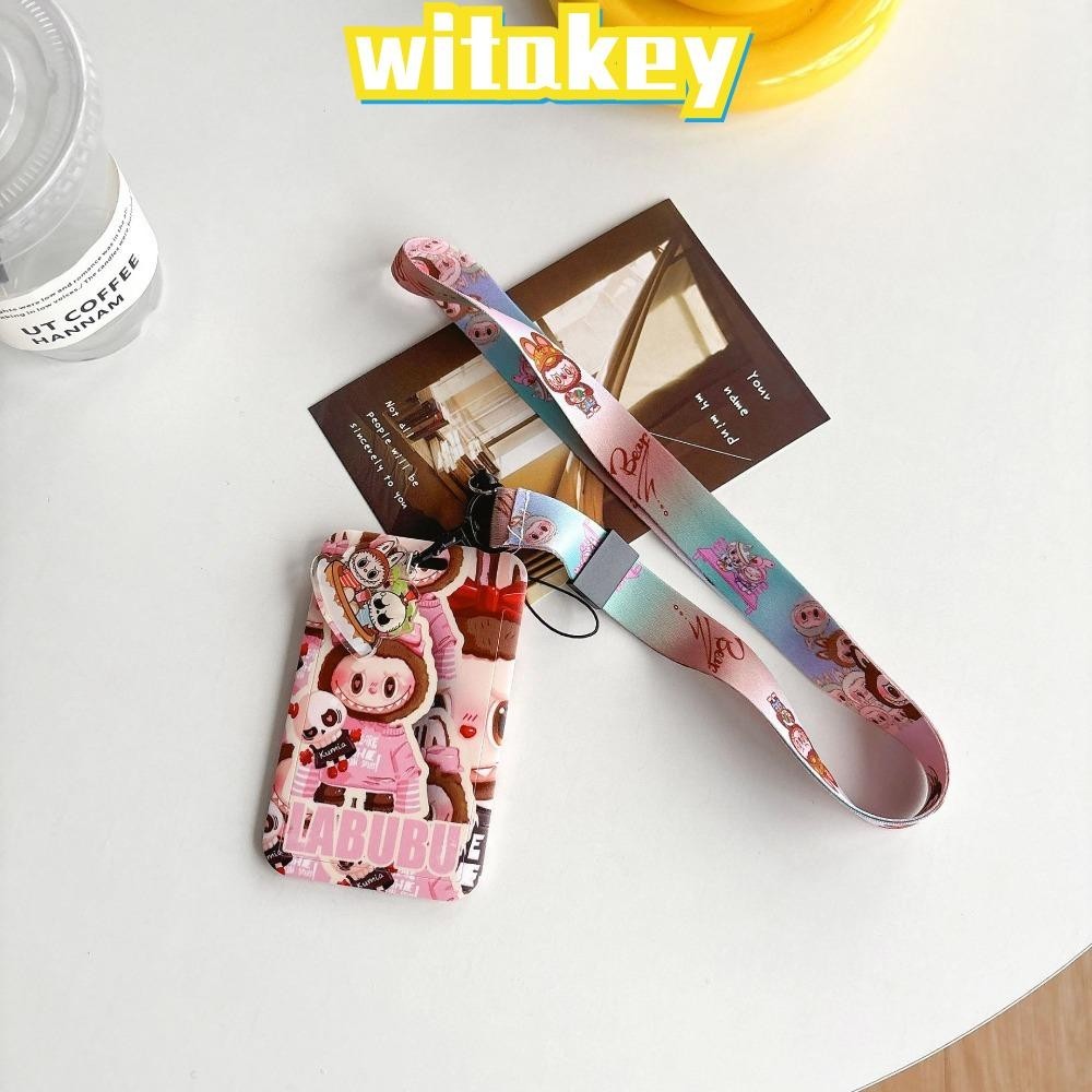 Witakey ที่ใส่บัตรการ์ตูน, ปลอกการ์ดมัลติฟังก์ชั่นน่ารัก, ของขวัญด้วยเชือกยาว Labubu Halterneck ...