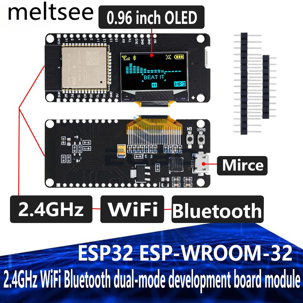 Esp32 ESP-WROOM-32 0.96" นิ้วจอแสดงผล OLED 2.4GHz WiFi บลูทูธ Dual Mode Development Board โมดูล ...