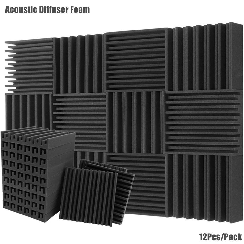 12 ชิ้น/แพ็ค 12 "x12"x2 " Acoustic Foam Diffuser แผงสตูดิโอดูดซับเสียง ...