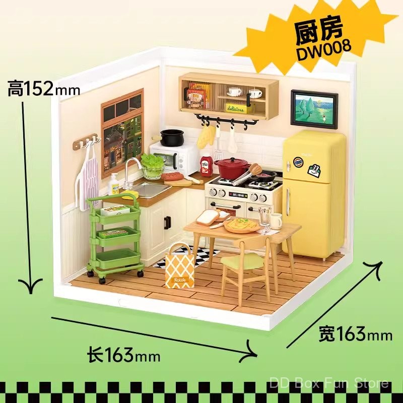 ชุดของเล่นบ้านจิ๋ว ROLIFE Kitchen เต็มไปด้วยพลังสำหรับประกอบ DIY ...