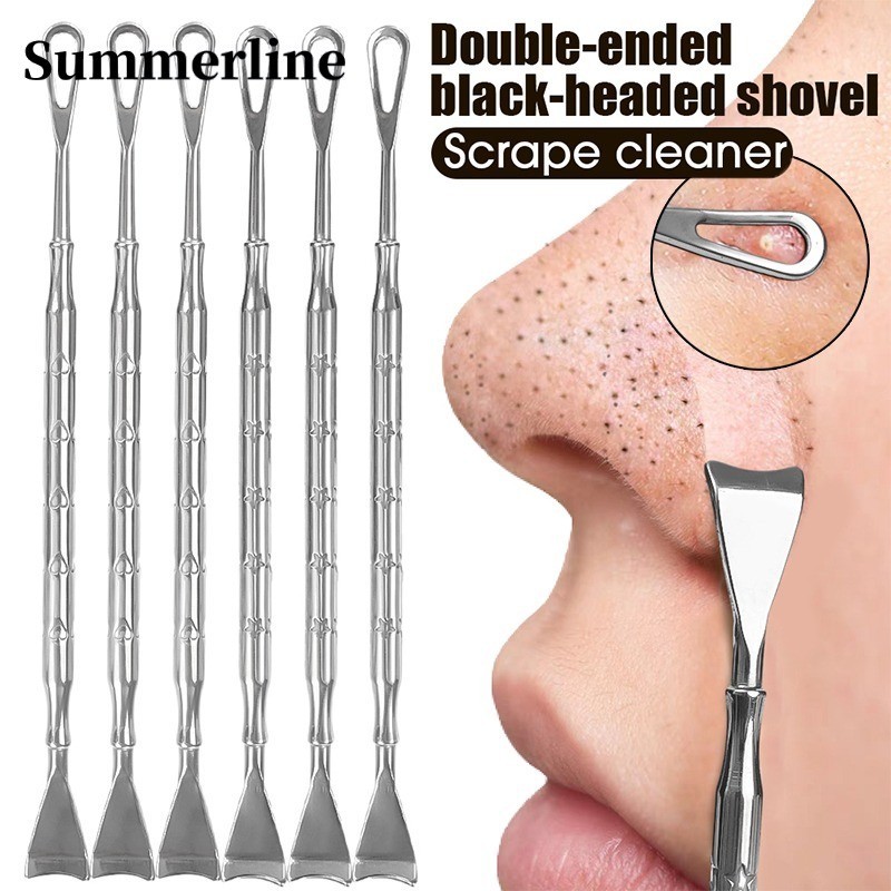 Double-headed เข ็ มสิวสแตนเลส Blackhead Acne Push Face Scraping ทํา ...
