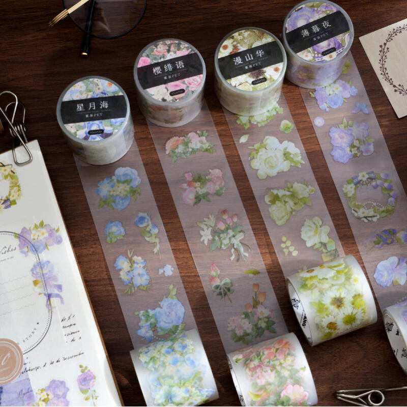 Wei 1 ม้วน [ชุดดื่มในสวน] ความงาม Journal Masking Tape Mist Surface PET ...