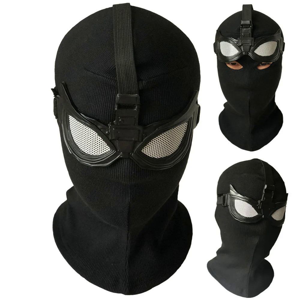 Superhero Peter Parker Spider Mask Cosplay Stealth Suit Black Helmet ...