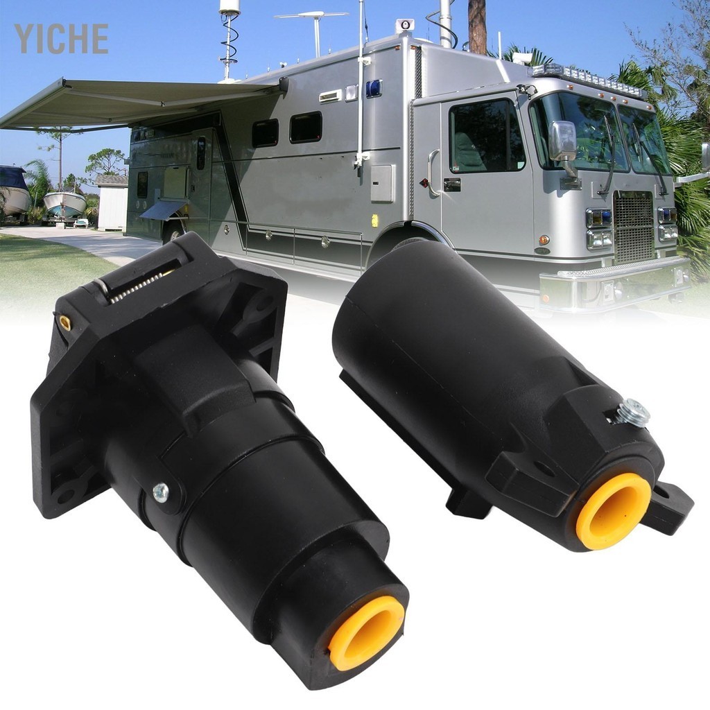 YiChe 7 Pin Round Trailer Connector ชายหญิงสายไฟปลั๊กอะแดปเตอร์ Way ...