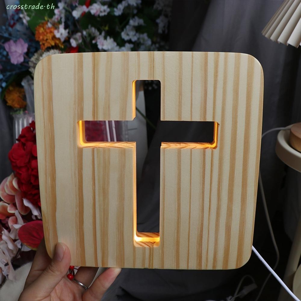 Crosstrade LED ไม้ cross Night Light, 3D USB Christian Crucifix ...