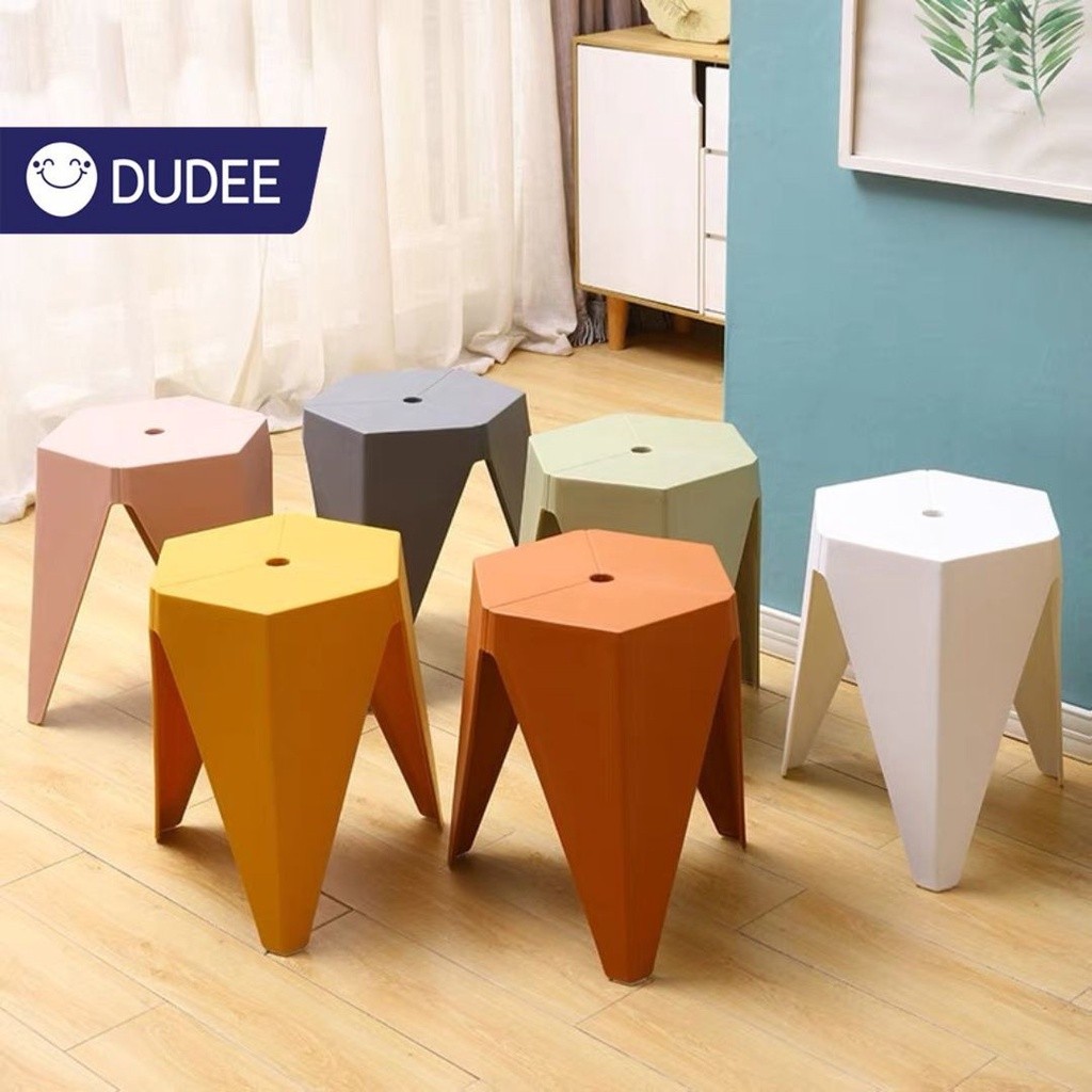 DUDEE เก้าอี้พลาสติกเหลี่ยม รุ่น DD93 เก้าอี้ไร้พนักพิง พลาสติกขึ้นรูป ...