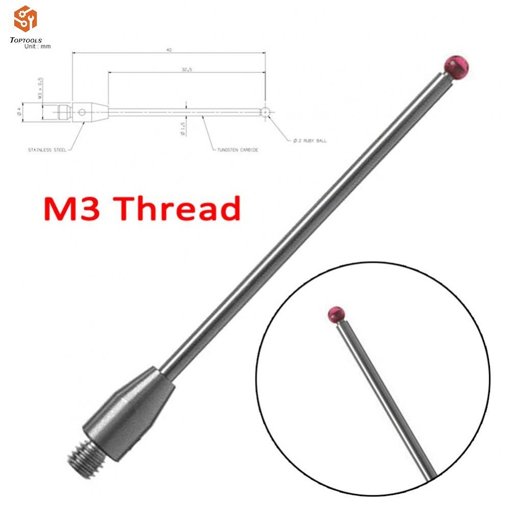 ทนทาน A50030053 Cmm Touch Probe Stylus พร้อมด้าย M3 ความยาว 40 มม. ปลาย ...