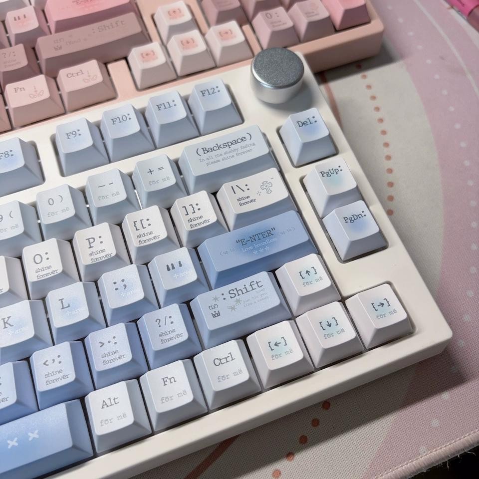 Gradient Blue Keycap 120 คีย์ Cherry/MOA โปรไฟล์ PBT Dye Sublimation Aula F75 Rainy75 Mechanical ...
