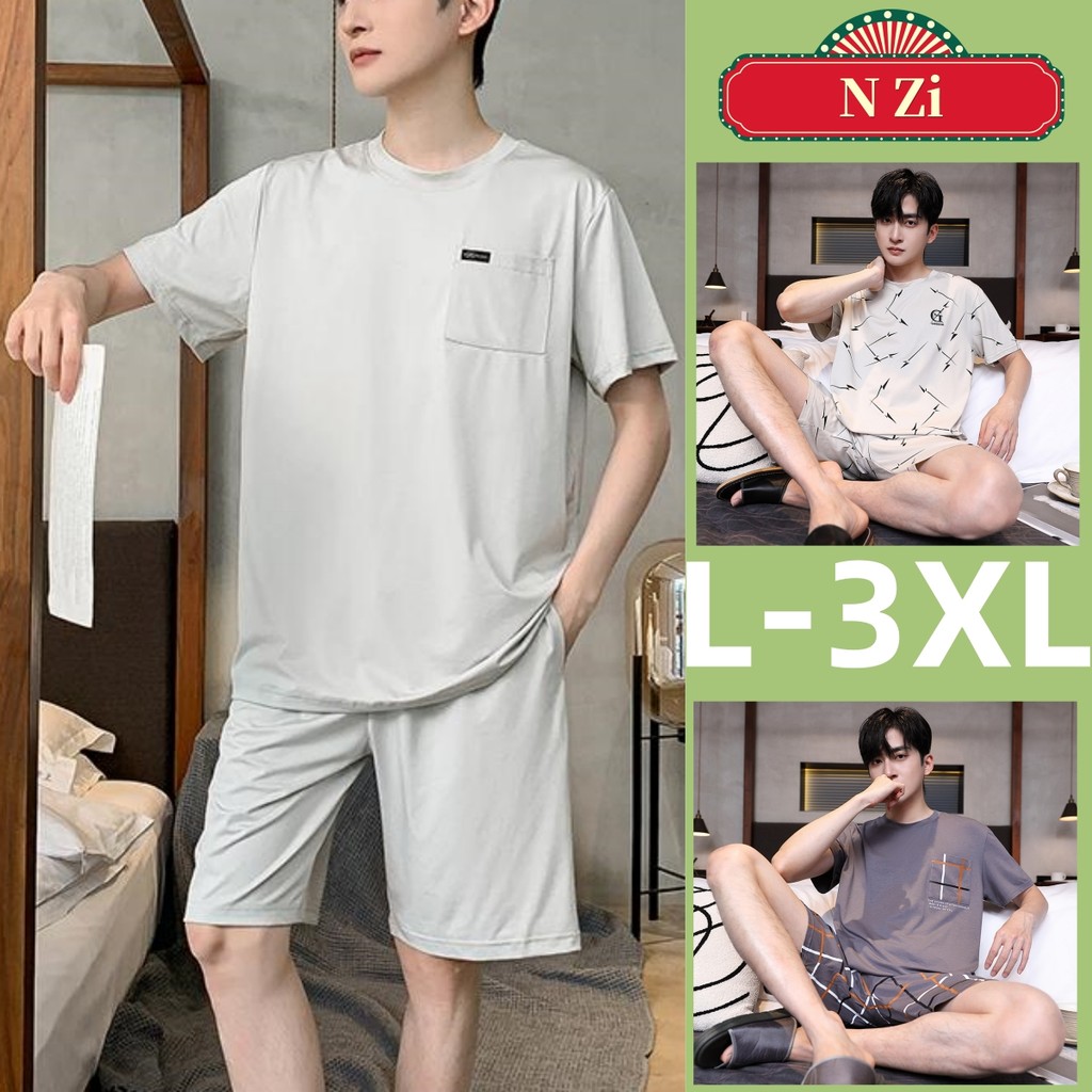 ชุดนอนผู้ชาย Modal Plus ขนาดชุดนอนชุดฤดูร้อนแขนสั้นชุดนอน Man Cotton ...