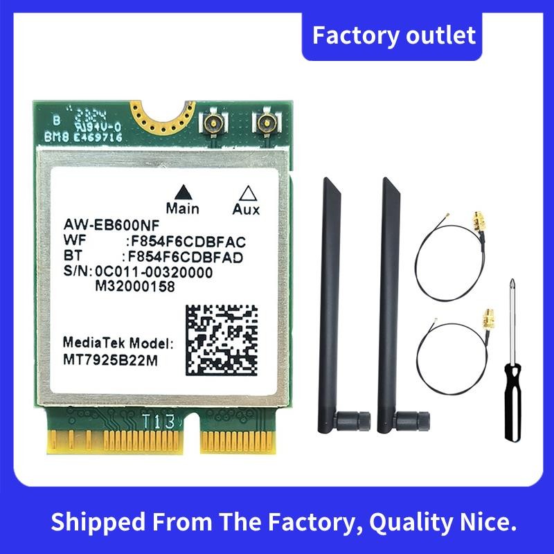 Mt7925 WiFi 7 การ์ด+2xเสาอากาศ 5400Mbps M.2 Triple Band 2.4G/5G/6G BT5.3 อะแดปเตอร์การ์ด WiFi ...