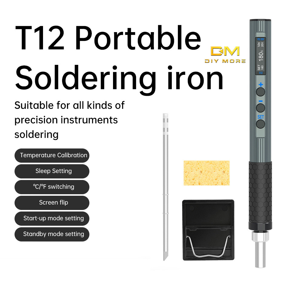 Diymore AC 100-240V 65W T12 อัจฉริยะหัวแร้งความร้อนภายในวงเล็บอุณหภูมิคงที่หัวแร้ง PD/QC ...