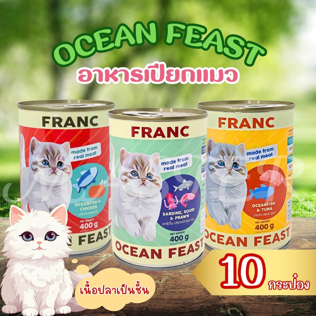 อาหารแมว FRANC OCEAN FEAST (แพ็ค 10 กป.) ปลาทะเลและท็อปปิ้งต่างๆ แบบ ...