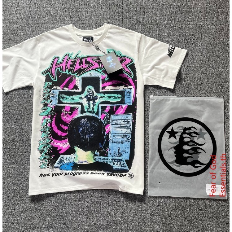 เสื้อยืดคอกลม แขนสั้น ผ้าฝ้ายแท้ พิมพ์ลาย Hellstar computer boy ...