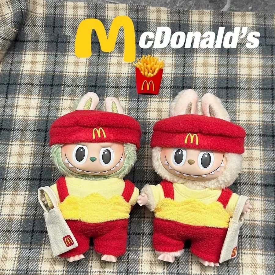 เสื ้ อผ ้ า LABUBU 17 ซม.ไวนิลตุ ๊ กตา McDonald 's Suit Uniform LABUBU ...