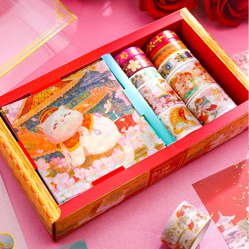 ชุดสมุดบันทึกเทปสติ๊กเกอร์ Yumao Palace Zhongyou กล่องการ์ตูนแมวน่ารัก ...